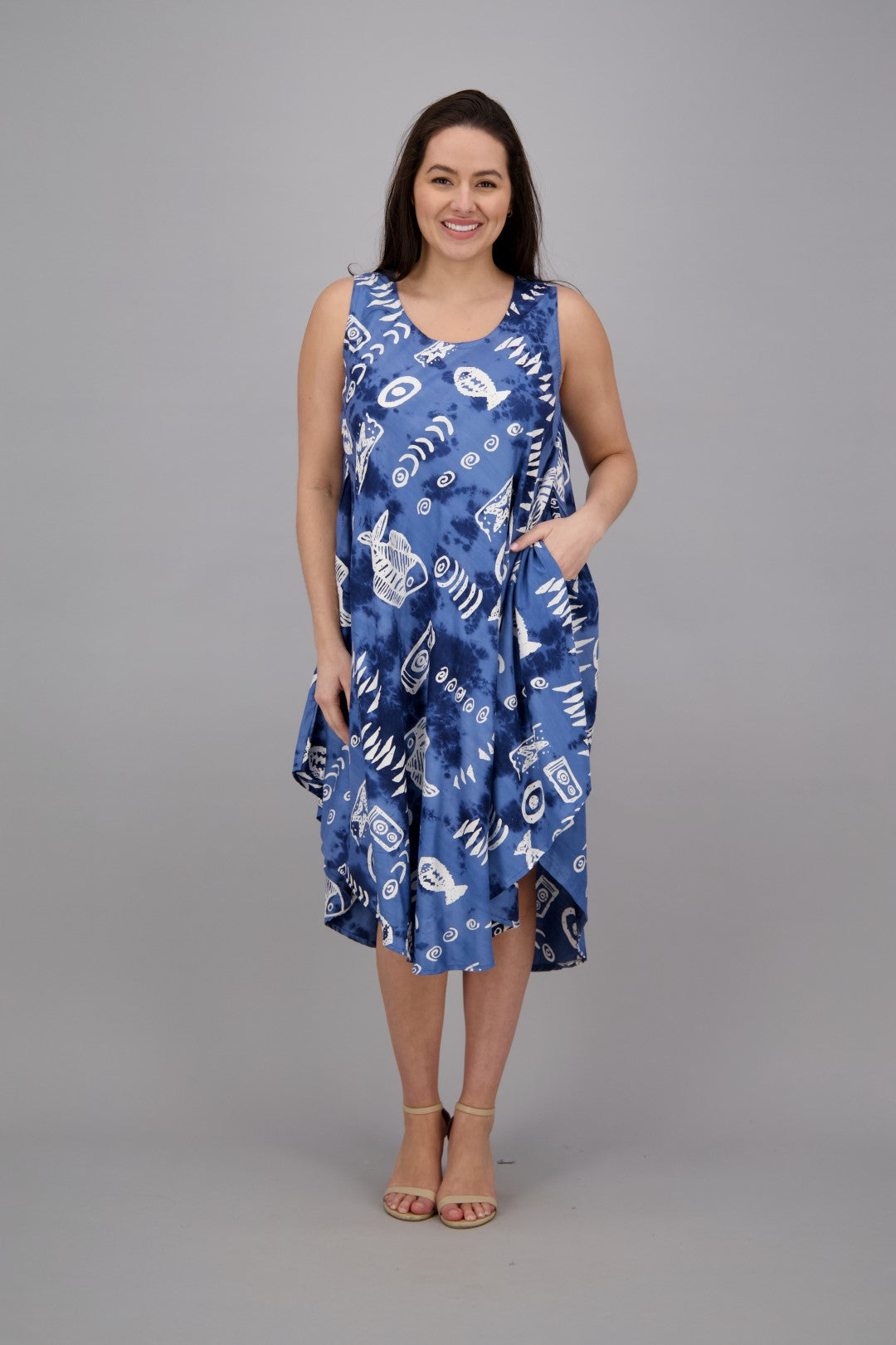 Fish Print Beach Dress Rayon 17146 – Advance Apparels Inc