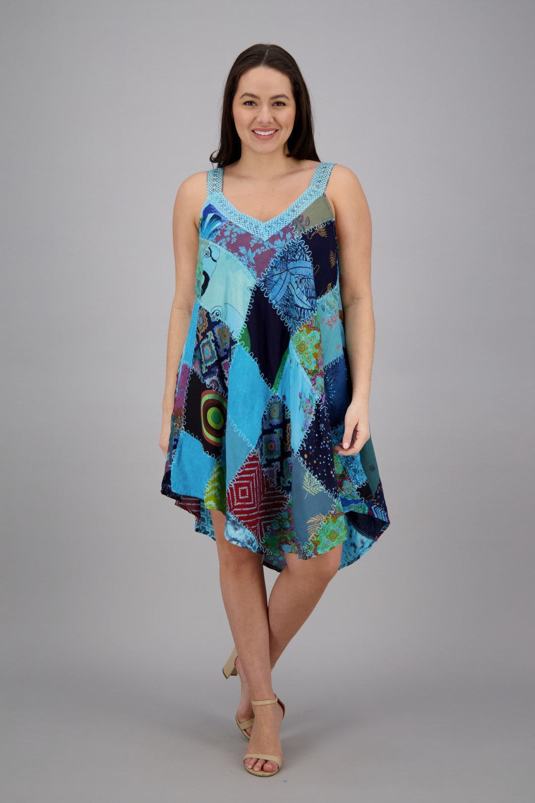 Vintage Boho Patchwork Dress | Breathable Rayon Middy Dress – Advance ...