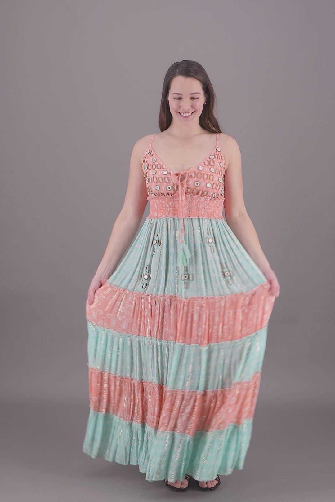 Serene Sequined Maxi Dress - Perfect Pastel Boho Summer Dress – Advance ...