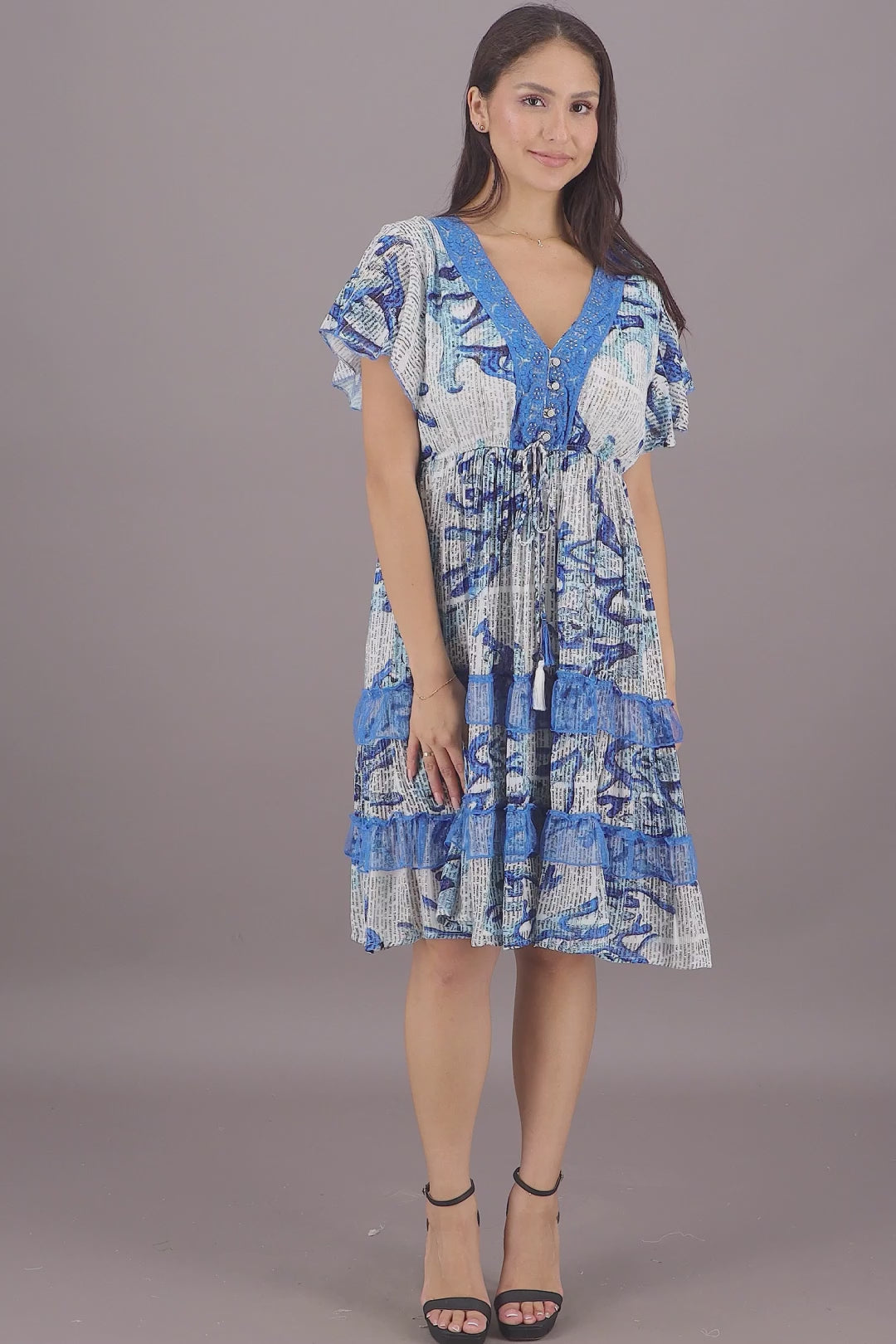 Bohemian Festival Dresses – Azure Wildflower Lurex Dress – Advance ...